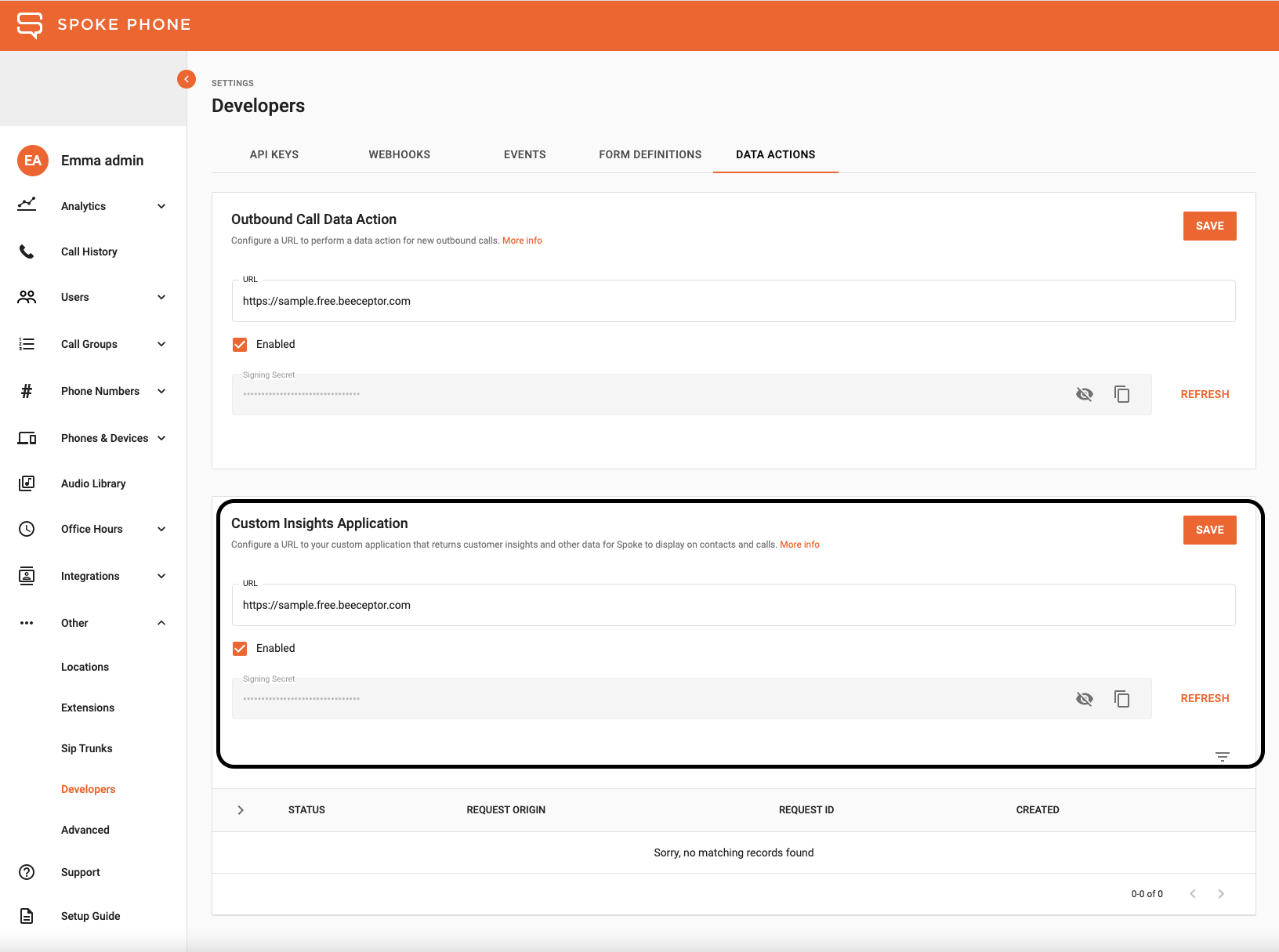 Spoke Phone Developer API